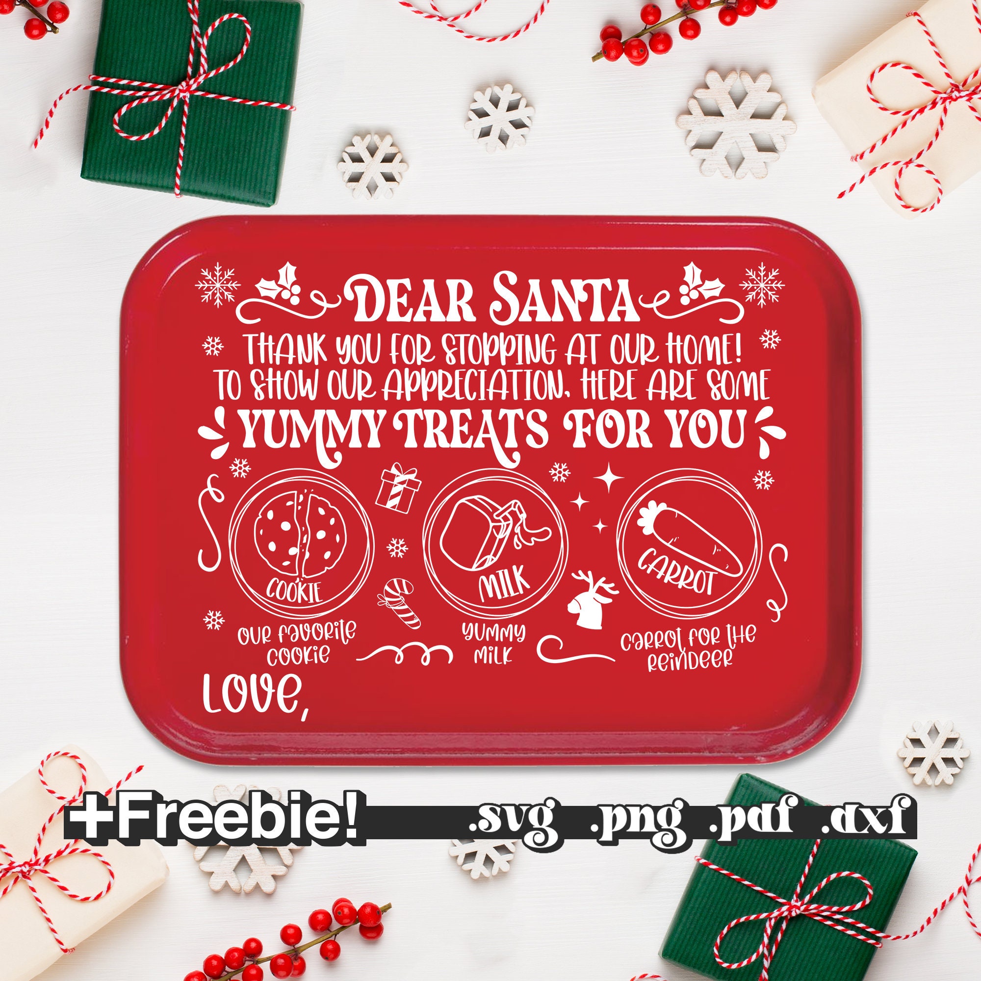 Santa Tray Svg Dear Santa Tray Svg Png Santa Cookie Tray - Etsy