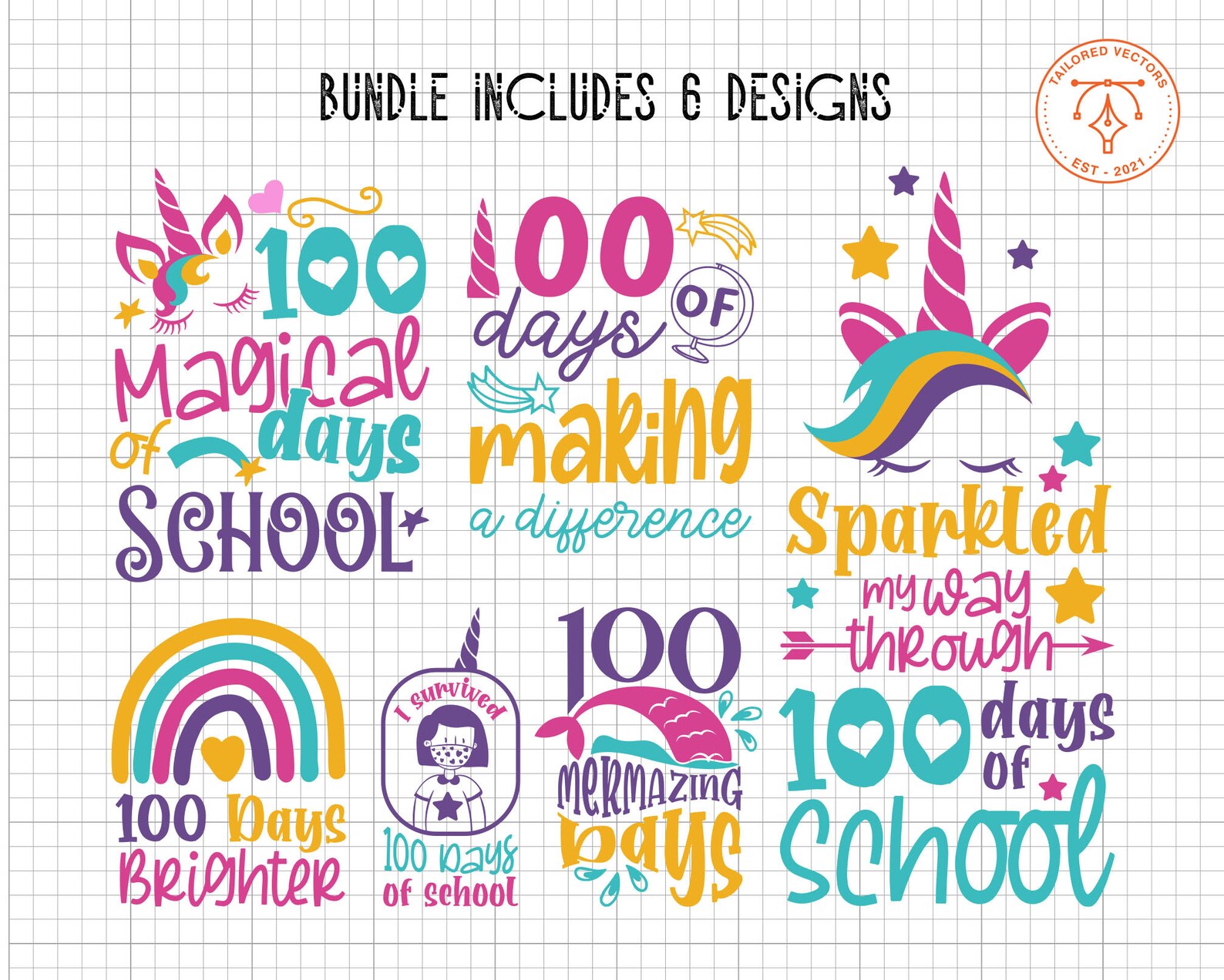 100 Days of School SVG Girls Bundle 100 Days of School Shirt | Etsy