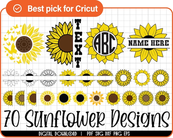 70 Sunflower SVG Bundle Sunflower Monogram Sunflower Png - Etsy
