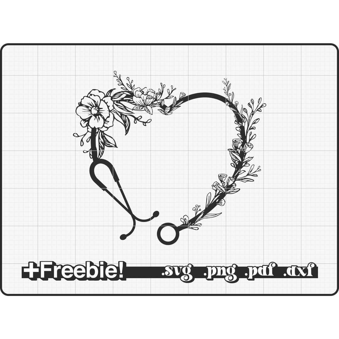 Nurse Svg, Heart Stethoscope Svg, Floral Stethoscope, Essential Worker ...