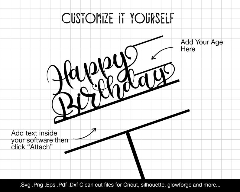 Birthday Cake Topper Svg Personalized Cake Topper Custom - Etsy