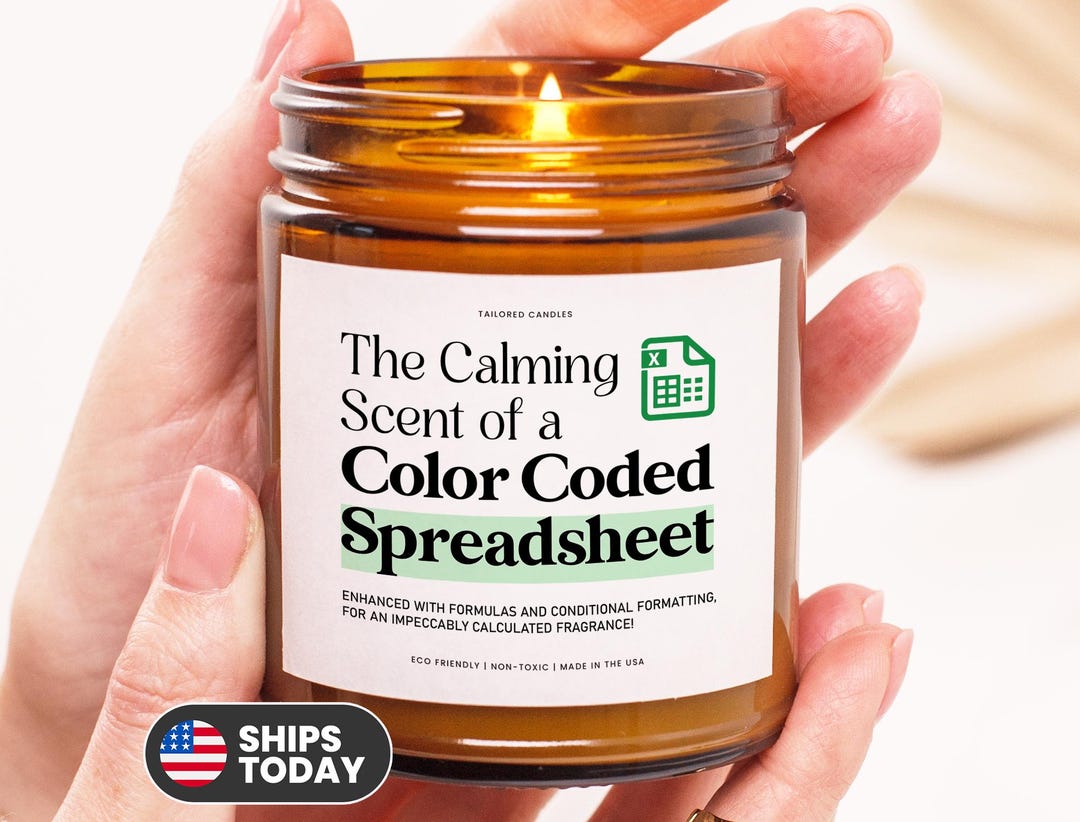 The Calming Scent of a Color Coded Spreadsheet Candle, Excel Gifts ...