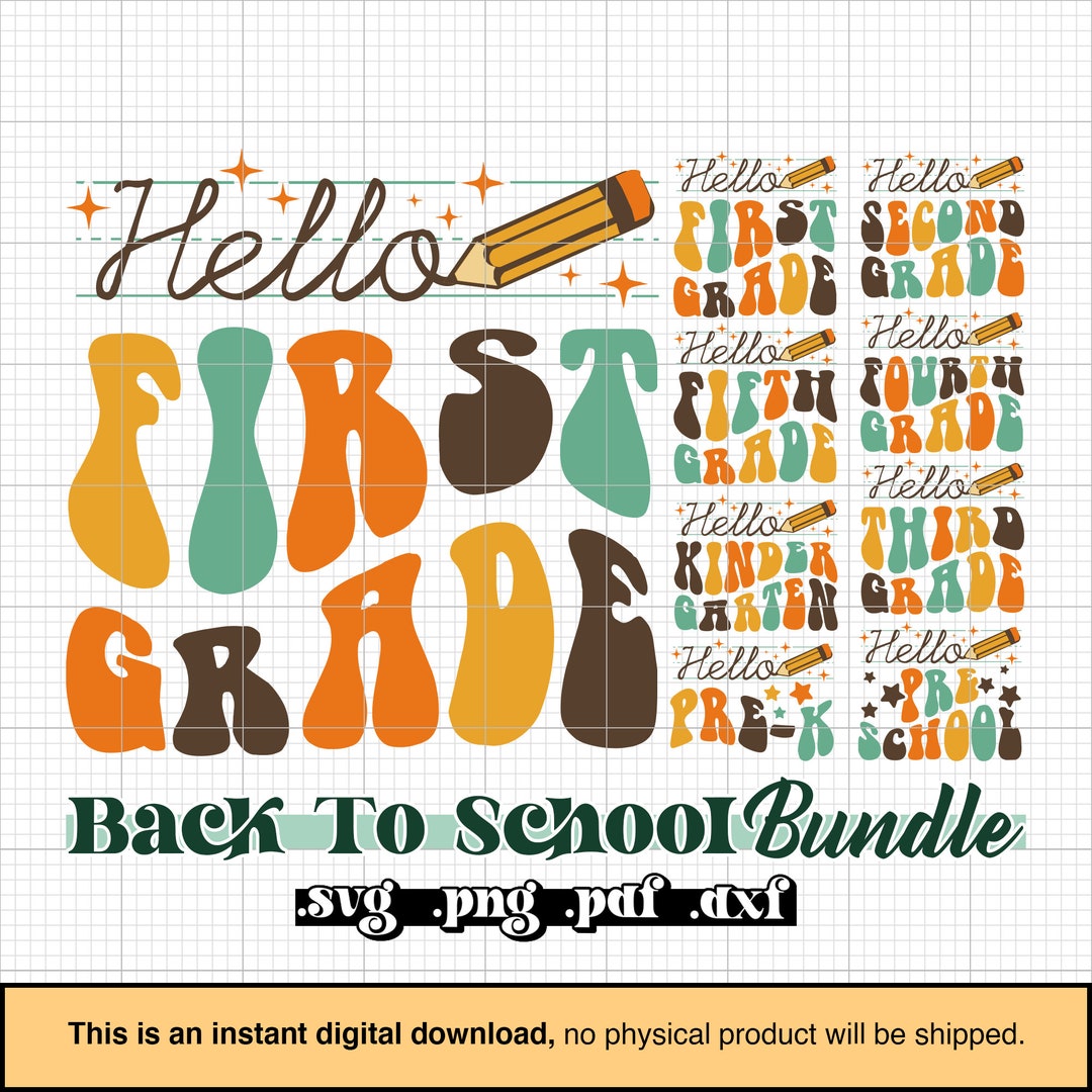 Back to School SVG Bundle, First Day of School, Hello Retro, 1st Day of ...