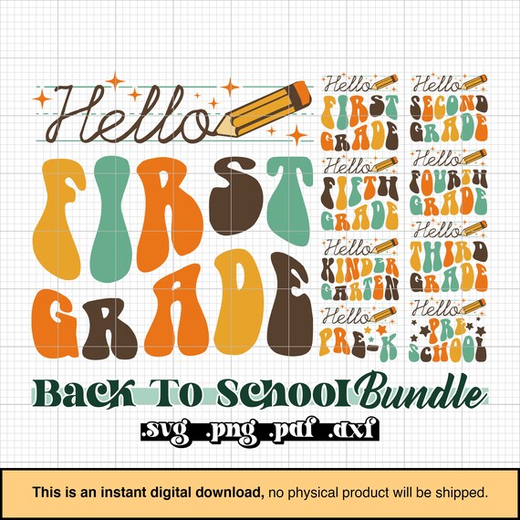 Back to School SVG Bundle First Day of School Hello Retro - Etsy