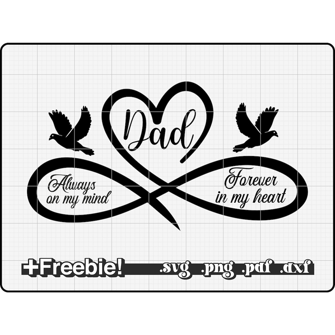 Dad Memorial Svg, Png,always in My Mind Forever in My Heart SVG, Png ...