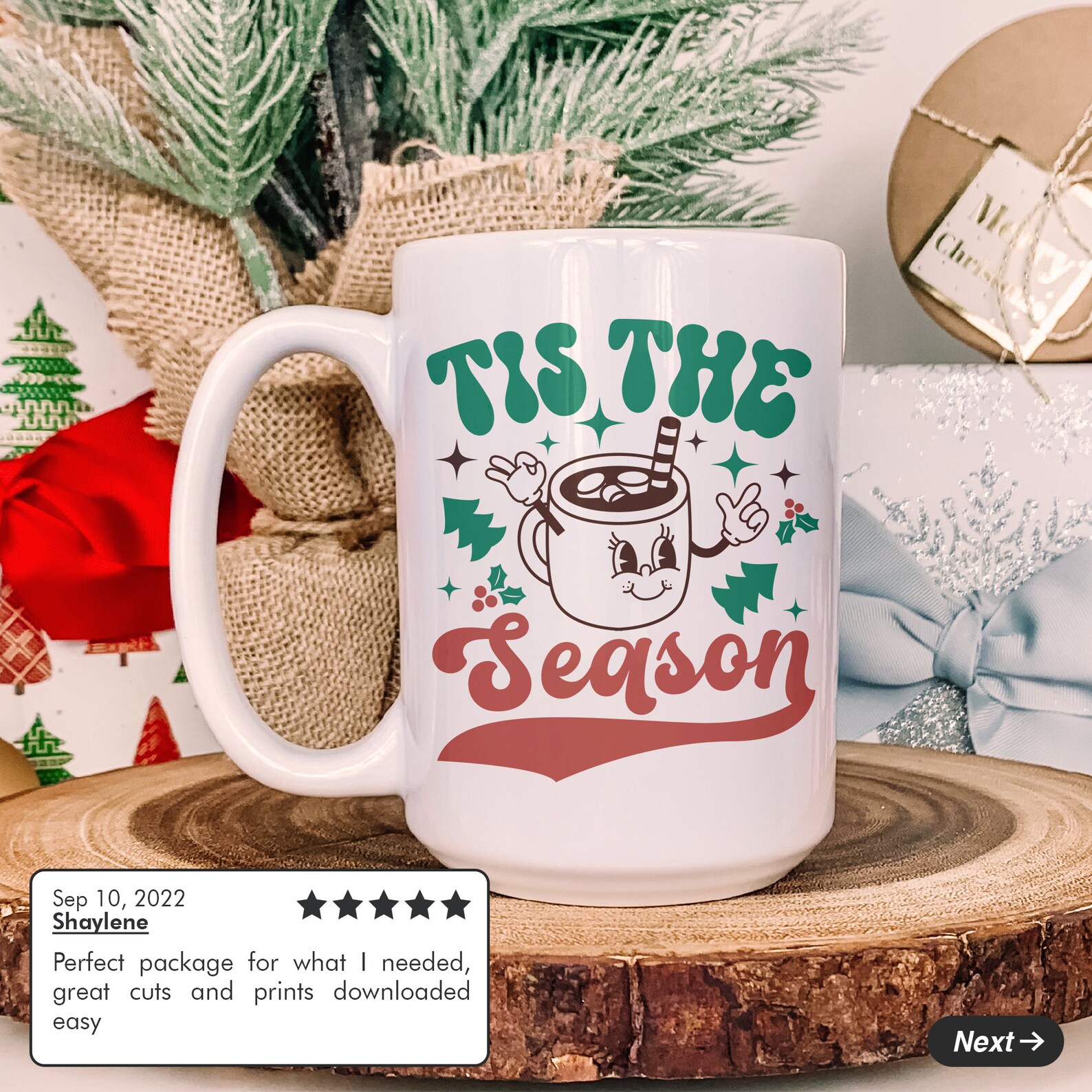 Retro Tis the Season Svg Png, Christmas Mug Svg Png, Vintage Santa ...