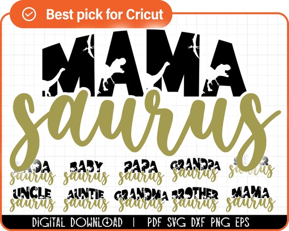 Family Saurus SVG Bundle mama saurus svg dinosaur svg mom | Etsy
