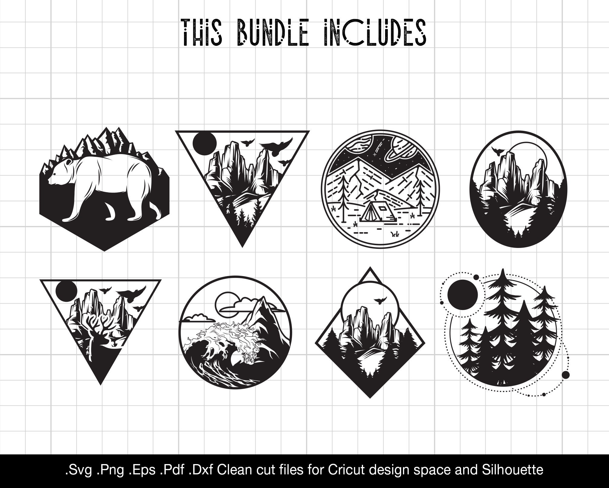 Mountain svg Geometric Mountain SVG Bundle mountains | Etsy