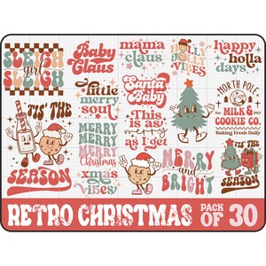 Retro Christmas Bundle Svg, Boho Christmas Svg Png Bundle, Groovy ...