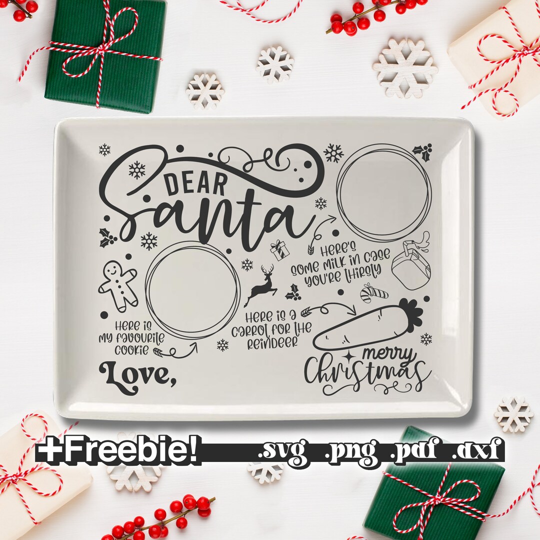 Dear Santa Tray Svg Png, Christmas Tray Svg, Tray for Santa Svg ...