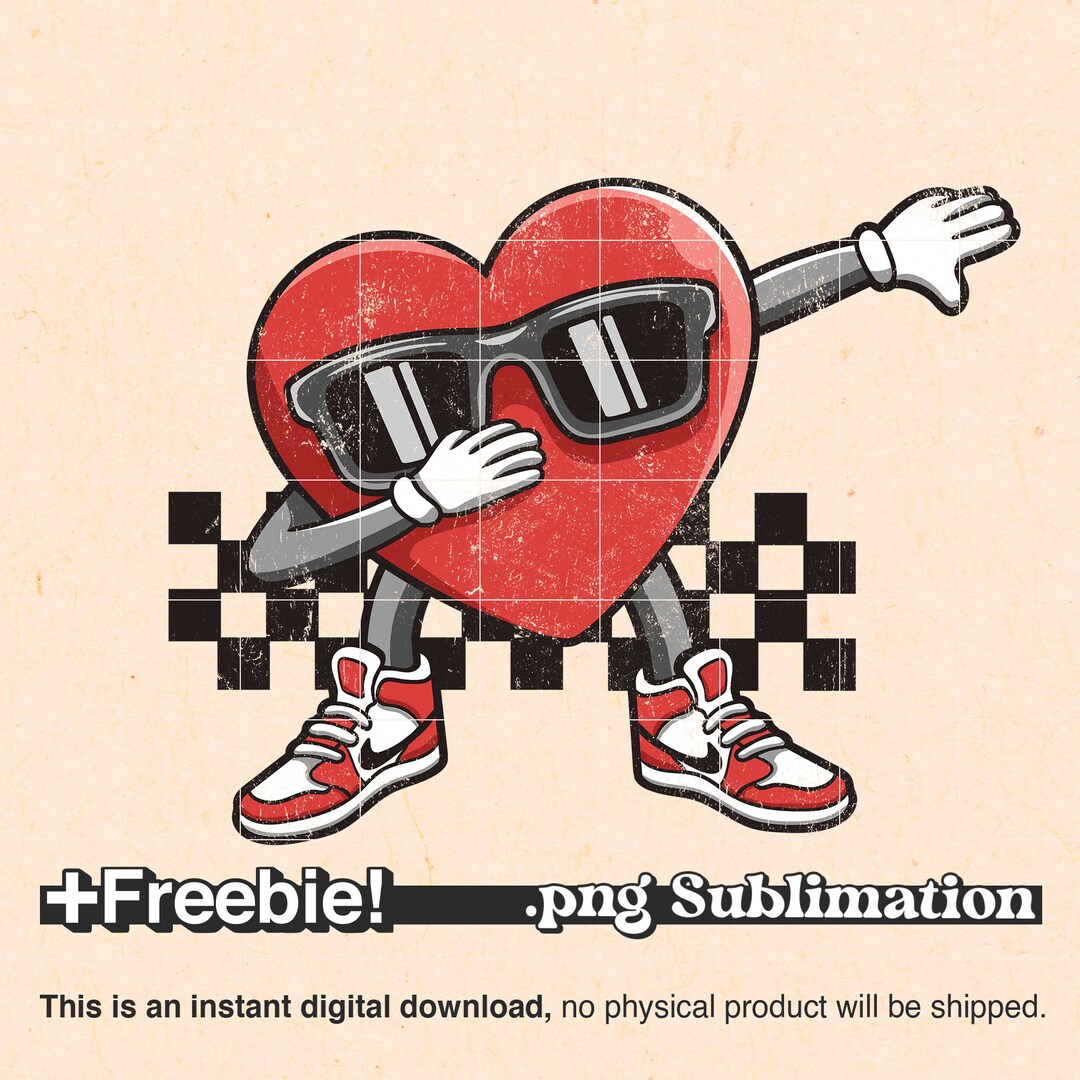 Dabbing Heart Png, Retro Valentine Png, Heart With Sunglasses ...