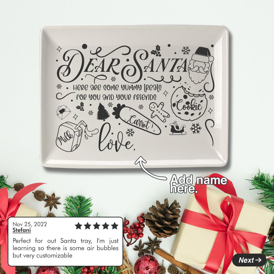 Santa Tray Svg Dear Santa Tray Svg Png Santa Cookie Tray - Etsy