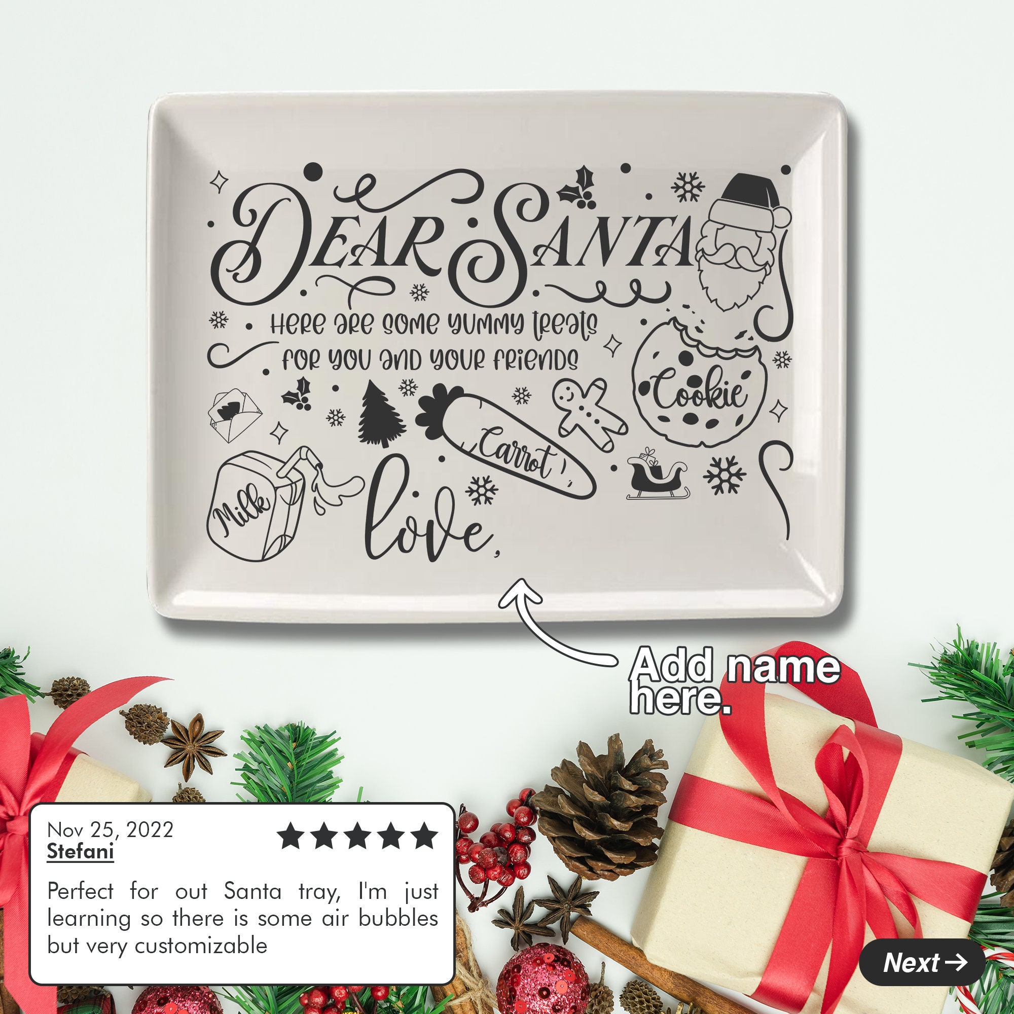 Santa Tray Svg Dear Santa Tray Svg Png Santa Cookie Tray - Etsy