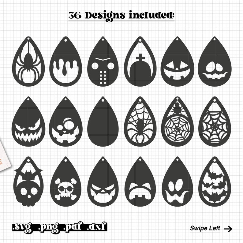 36 Halloween Earrings SVG Bundle, Tear Drop, Earrings Svg, Leather ...
