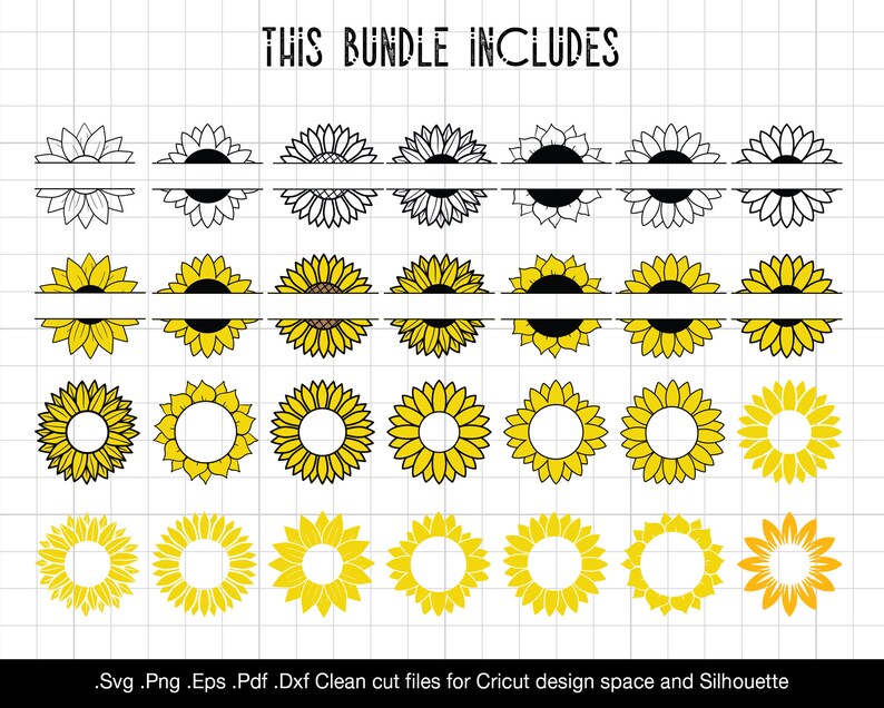 70 Sunflower SVG Bundle Sunflower Monogram Sunflower Png - Etsy