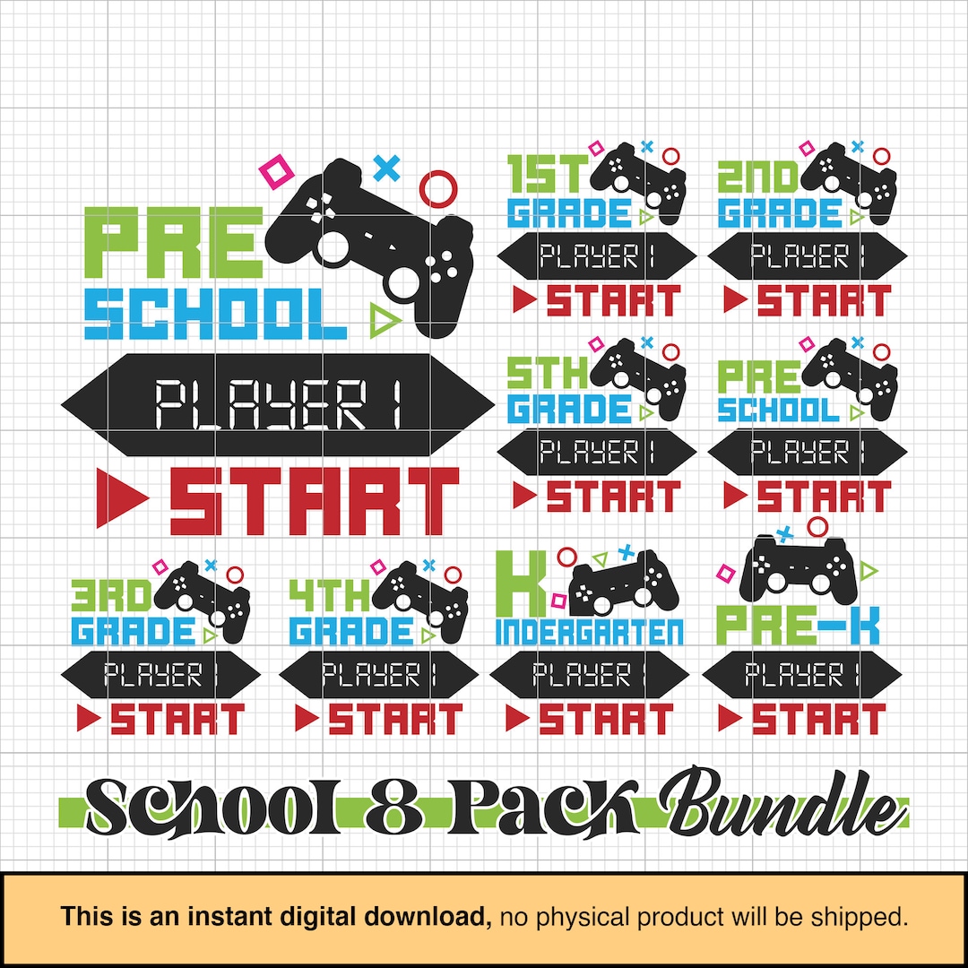 Back to School Gaming SVG Bundle, School Png for Boys, First Day of ...