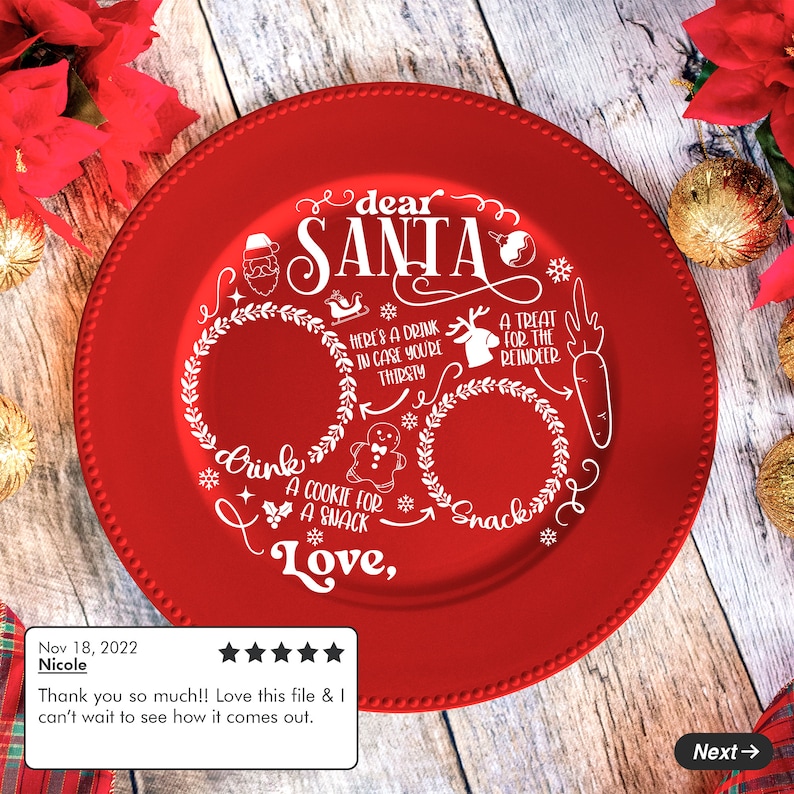 Santa Tray Svg Dear Santa Tray Svg Png Santa Cookie Tray - Etsy