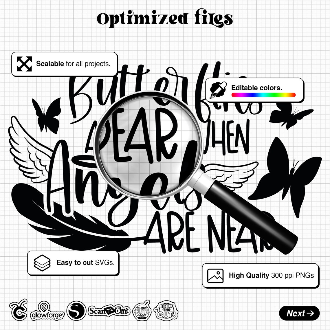 Butterflies Appear When Angels Are Near Svg, Png,feathers, Memorial Svg ...