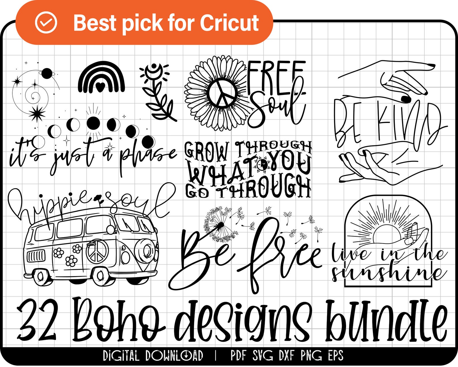 32 Boho SVG Bundle Boho Rainbow Svg Hippie Life Svg Moon - Etsy UK