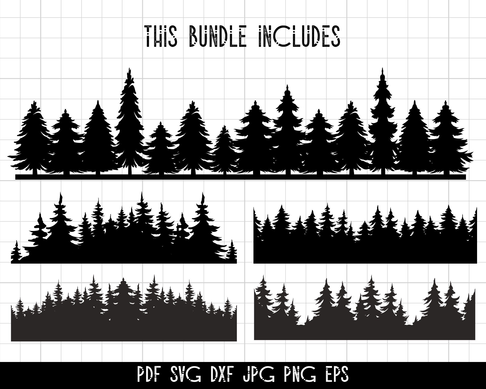 Forest SVG Bundle Tree line svg Trees SVG pine tree svg | Etsy