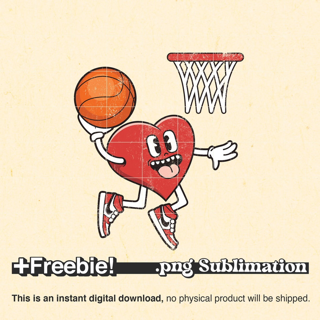 Basketball Player Heart Png, Retro Valentine Png, Basketball Mom ...