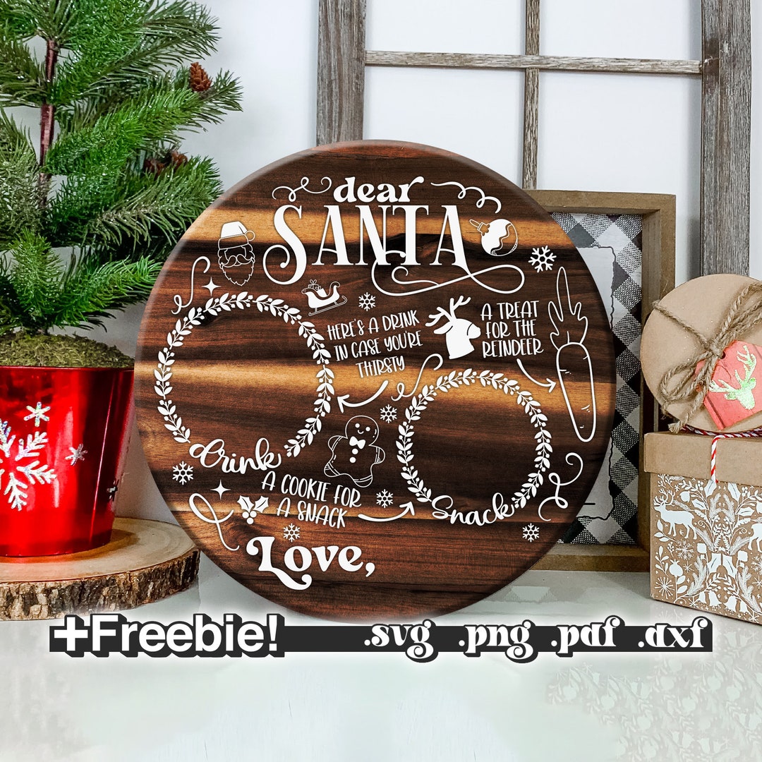 Santa Tray Svg, Dear Santa Tray Svg Png, Santa Cookie Tray Svg ...