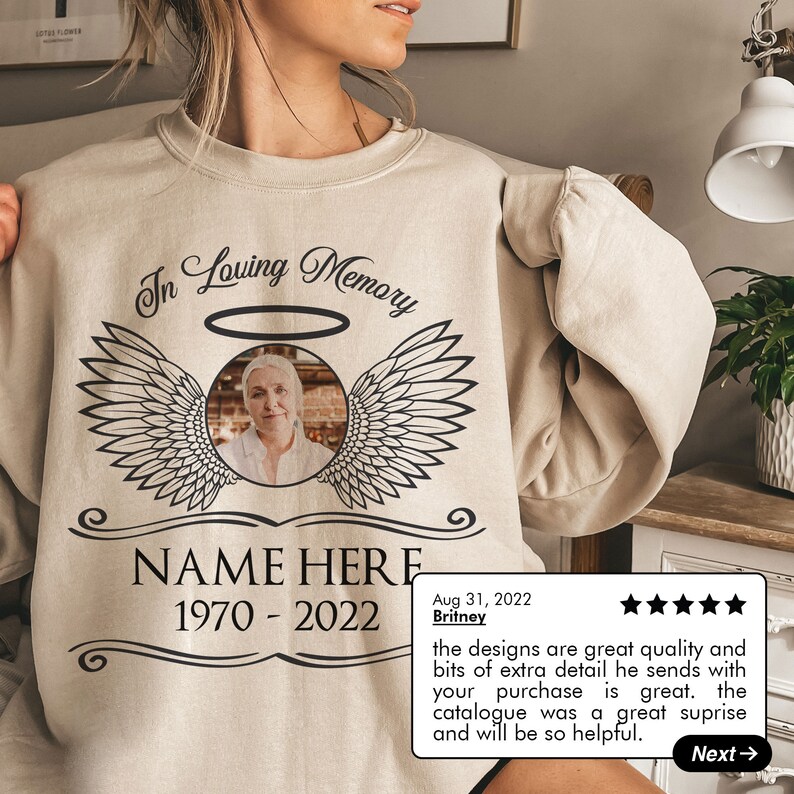 In Loving Memory Angel Wings Customizable Frame With Name & Date SVG ...