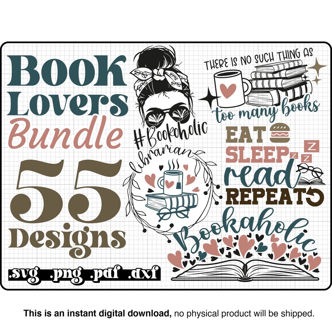 Reading Svg Bundle, Book Lovers Svg, Book Clipart, Librarian Svg, Books ...