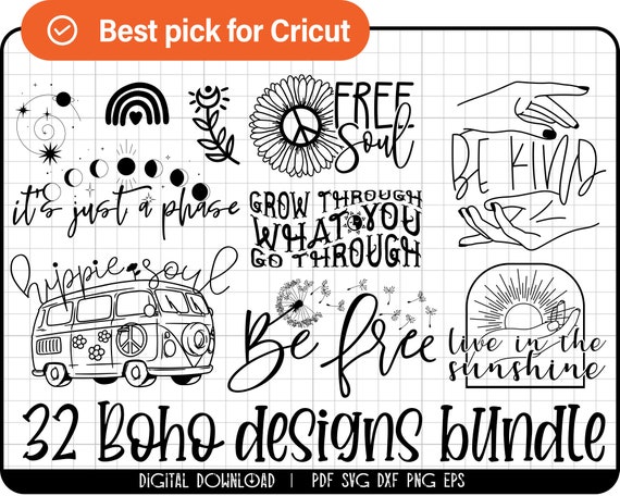 Prints hippie moon phases svg Boho svg bundle flower svg rainbow svg ...