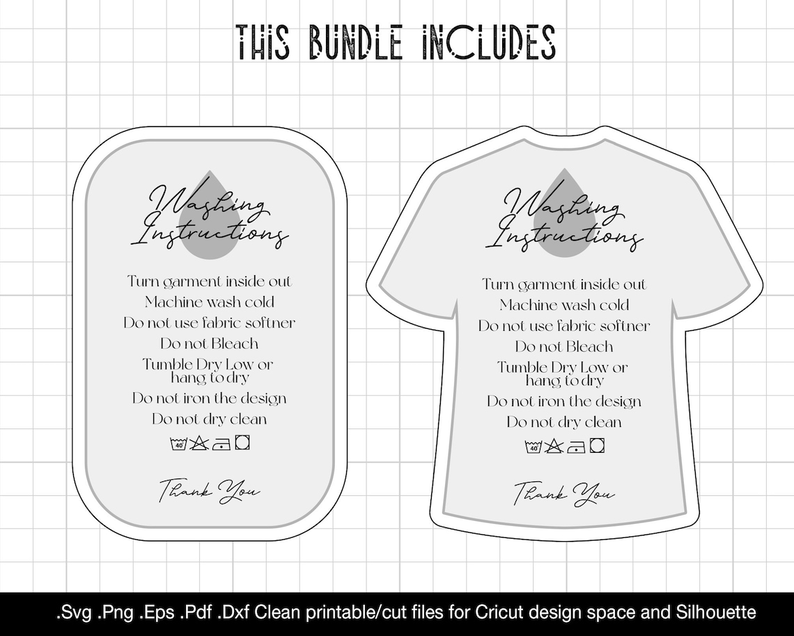 Shirt Care Card SVG Bundle Care Instruction Card Svg Cricut | Etsy