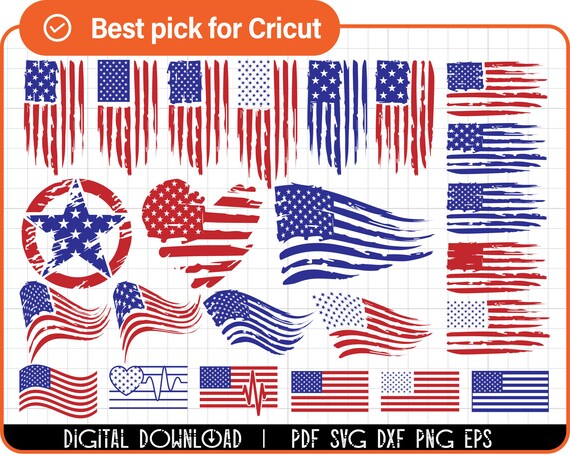 Patriotic jpg Cricut Digital Design Layered Cut File American Flag Svg ...