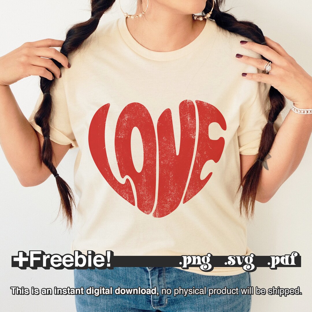Valentine Retro Love Heart SVG PNG Shirt, Distressed Heart Svg, Love ...