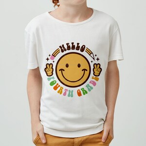 Hello Fourth Grade SVG, Back to School, Retro Smiley Face, Pencil SVG ...