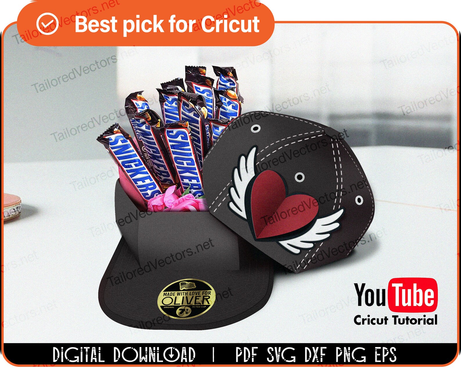 Valentines Cap Favor Box Svg Baseball Cap Svg Heart Treat - Etsy