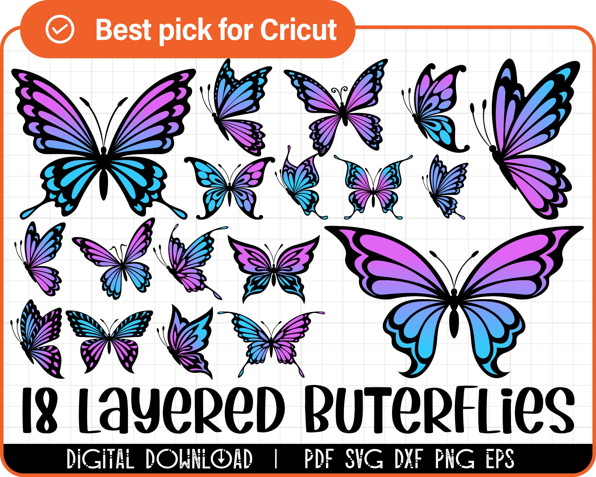 Butterfly SVG, 18 Butterfly Bundle SVG Files, Butterfly SVG Layered ...