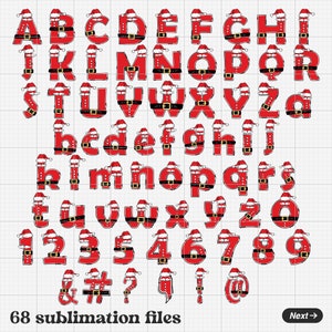 Christmas Doodle Letters, Santa Sublimation Font, Xmas Doodle Alpha ...