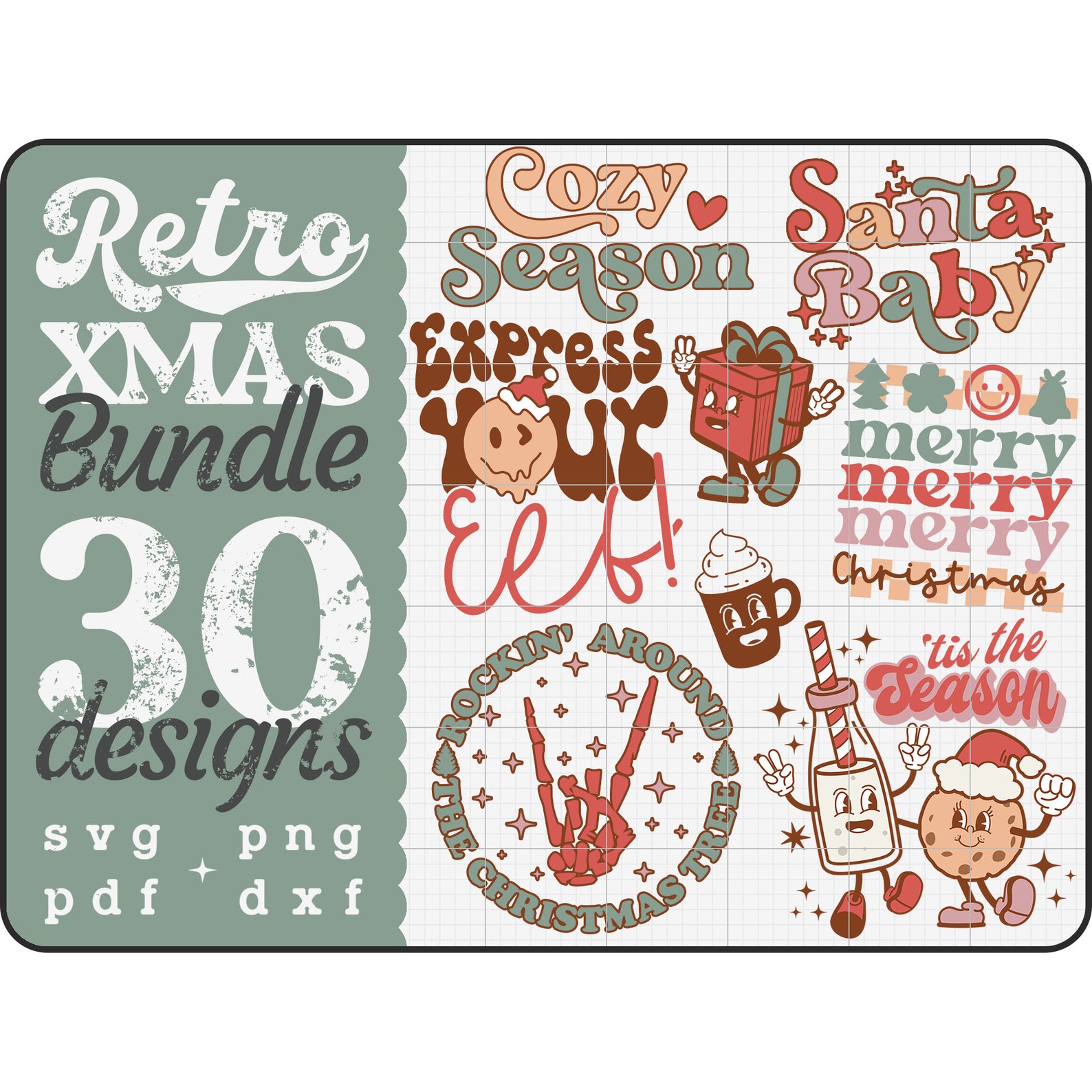 Retro Christmas Svg Bundle Vintage Svg Bundle Cute Christmas - Etsy