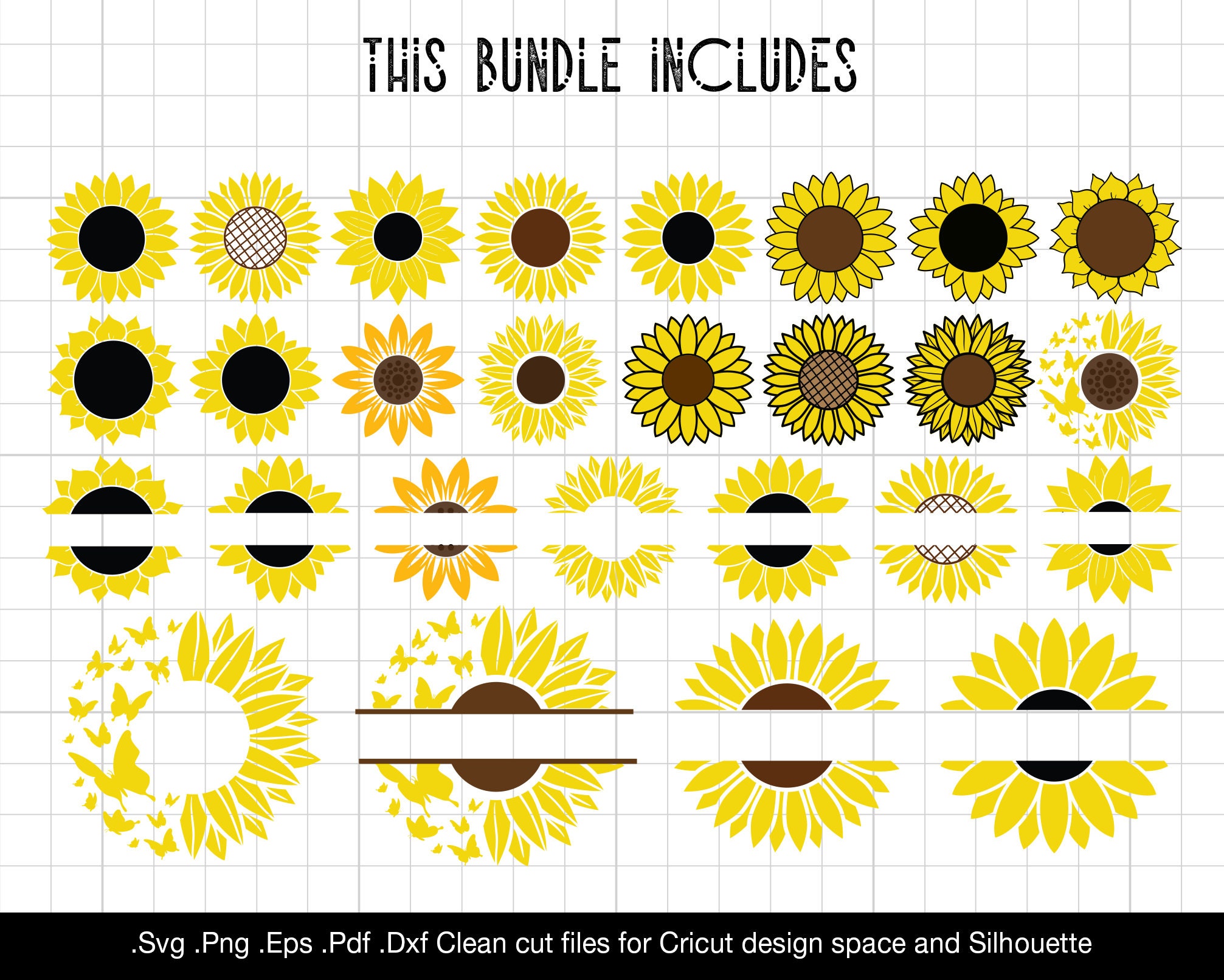 70 Sunflower SVG Bundle Sunflower Monogram Sunflower Png - Etsy