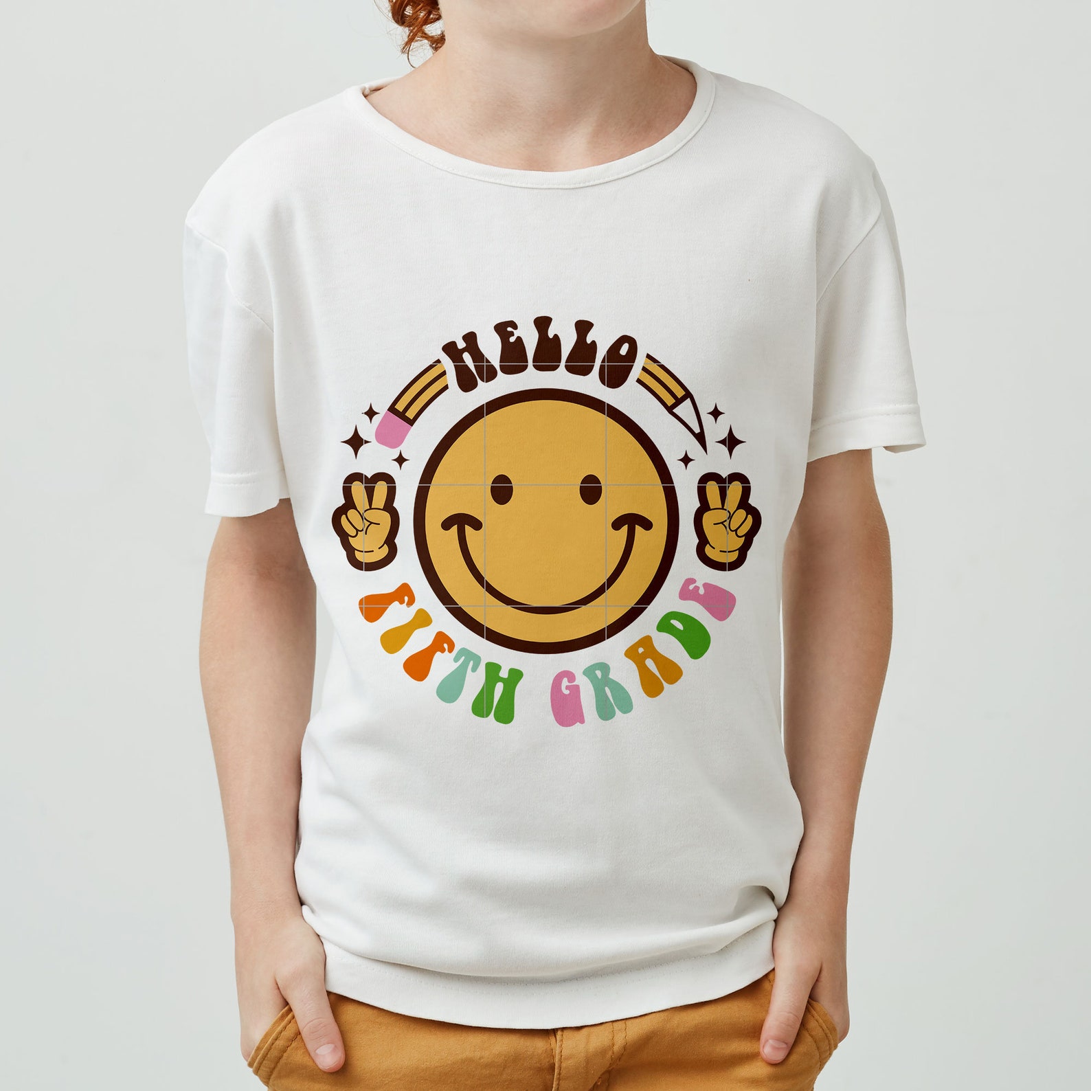 Hello Fifth Grade SVG, Back to School, Retro Smiley Face, Pencil SVG ...