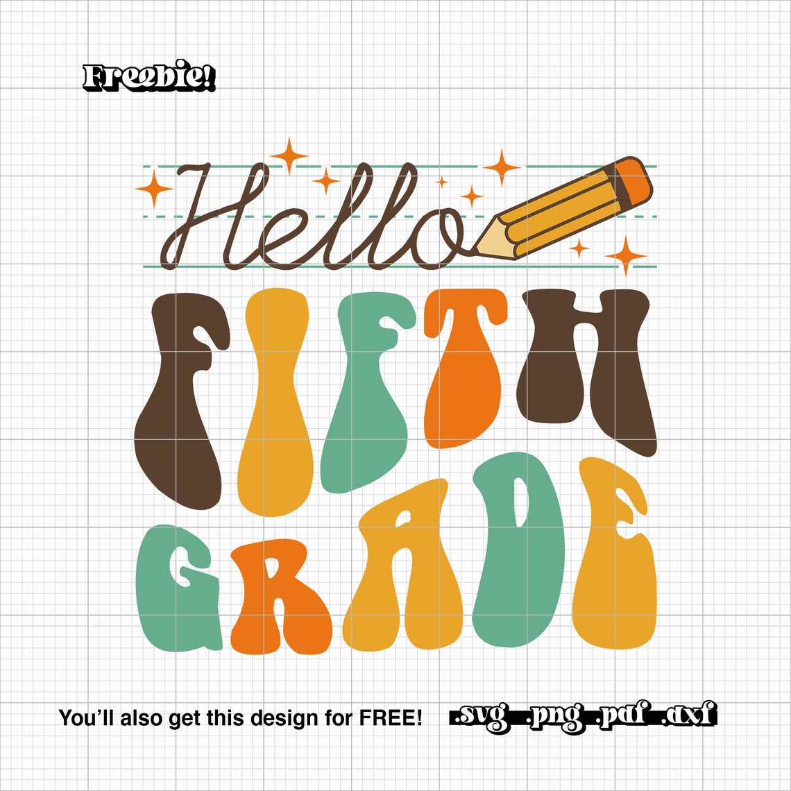 Hello Fifth Grade SVG Back to School Retro Smiley Face - Etsy