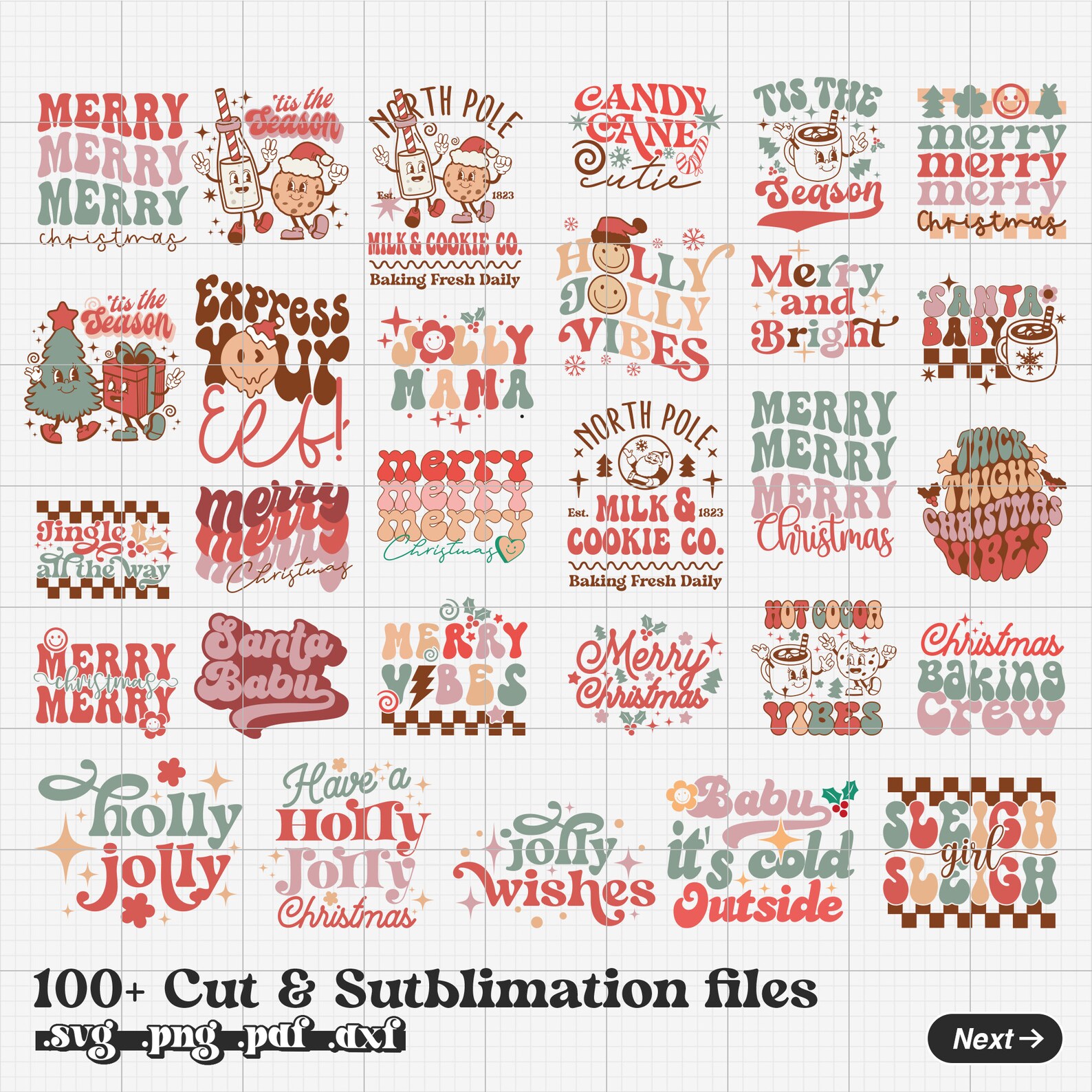 Retro Christmas SVG Bundle Groovy Christmas Svg Christmas - Etsy