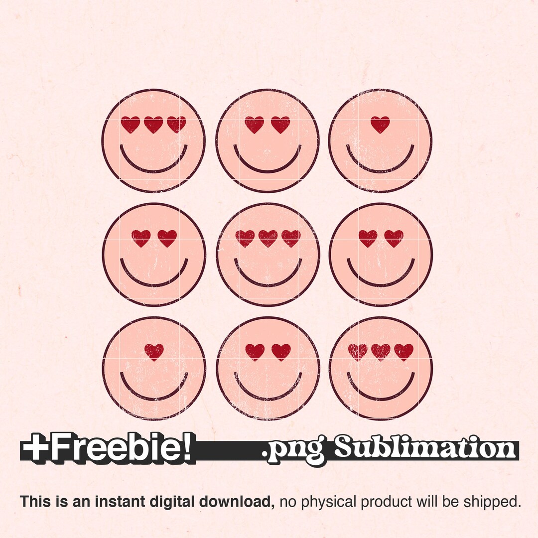 Valentine Smiley Face Png, Retro Valentine Png, Sublimation Designs ...