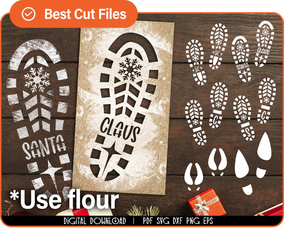 Santa Claus Footprint Svg, Christmas Svg, Santa Boots Svg, Santa Claus ...