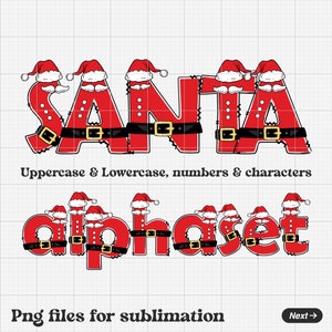 Christmas Doodle Letters, Santa Sublimation Font, Xmas Doodle Alpha ...