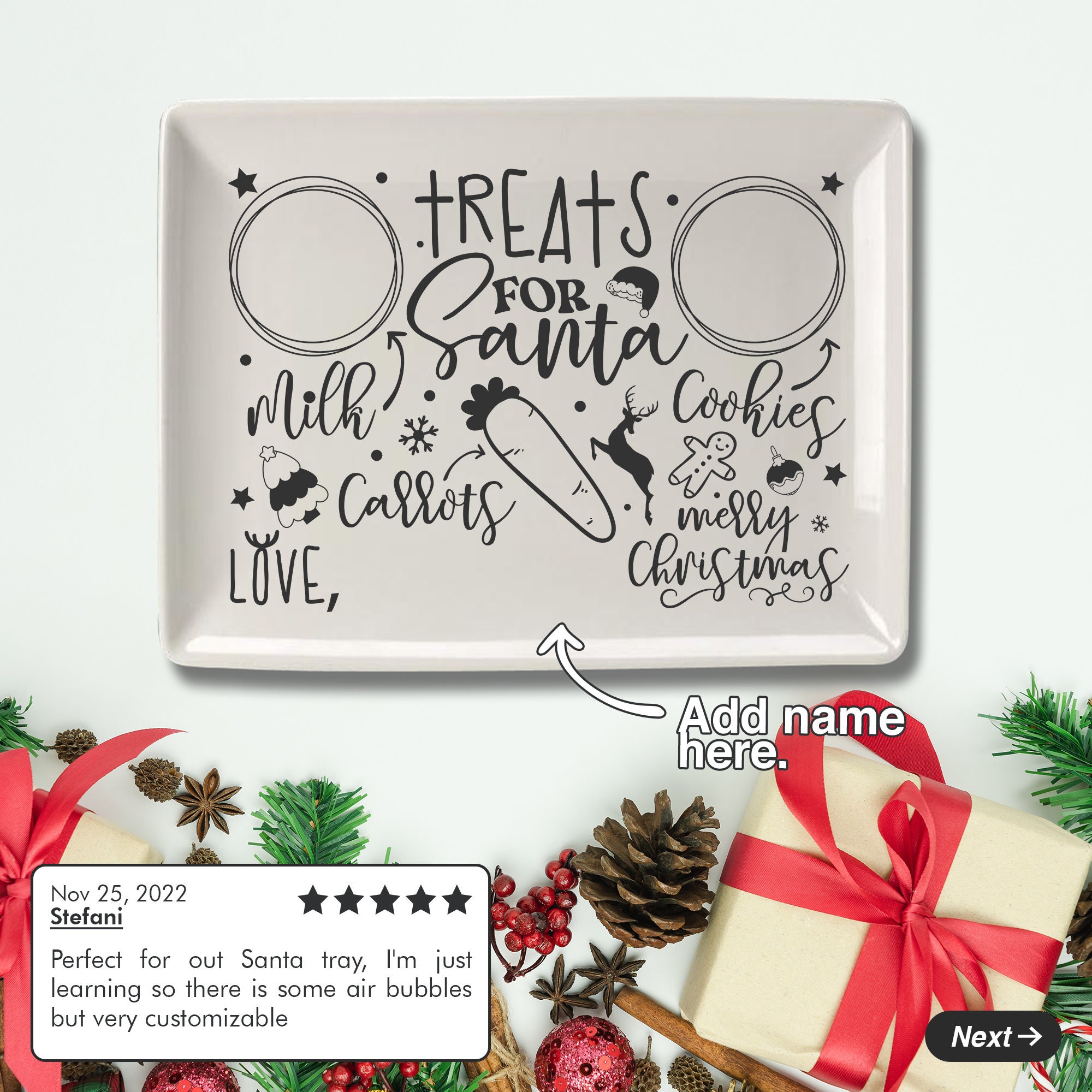 Santa Tray Svg Dear Santa Tray Svg Png Santa Cookie Tray - Etsy