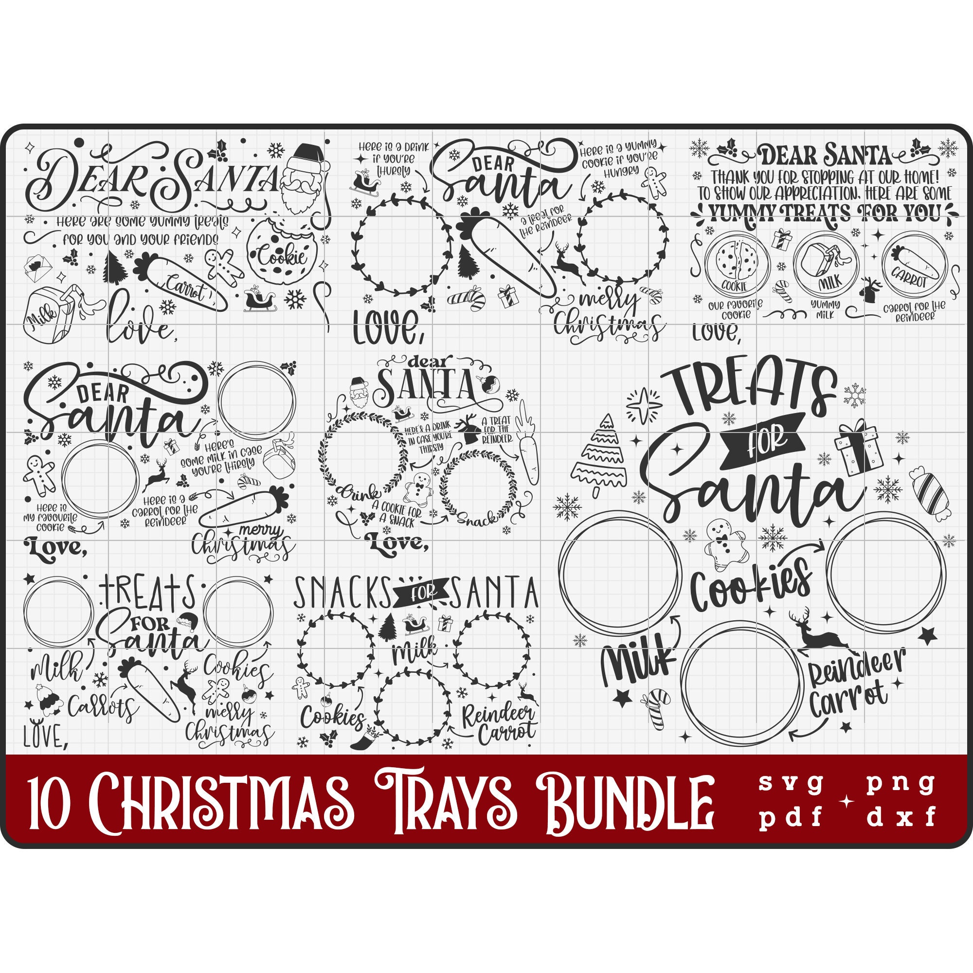 Dear Santa Tray Svg Bundle Png Pdf Christmas Tray Svg Tray - Etsy Australia
