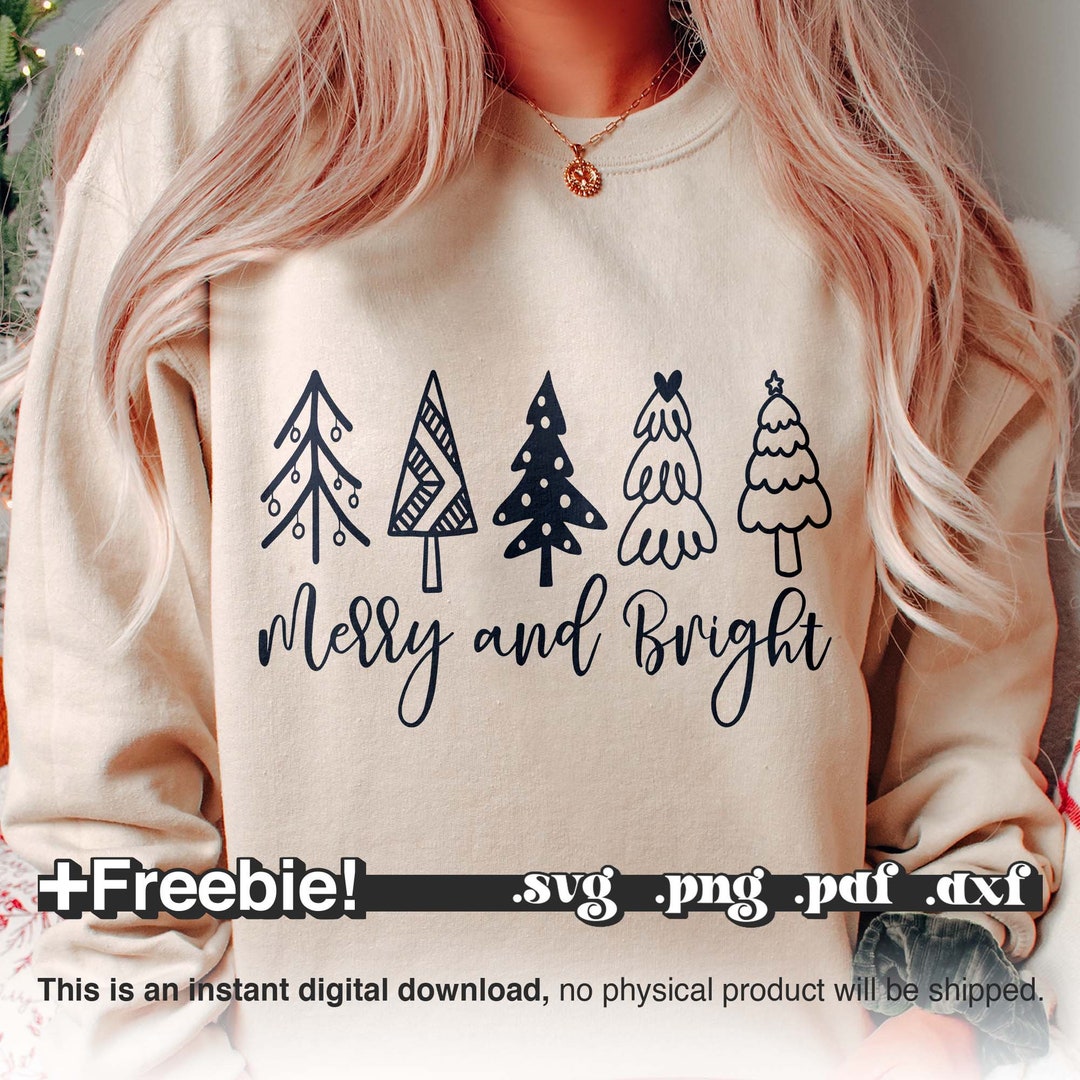 Merry and Bright Svg Png, Winter Svg, Christmas Shirt Svg, Christmas ...