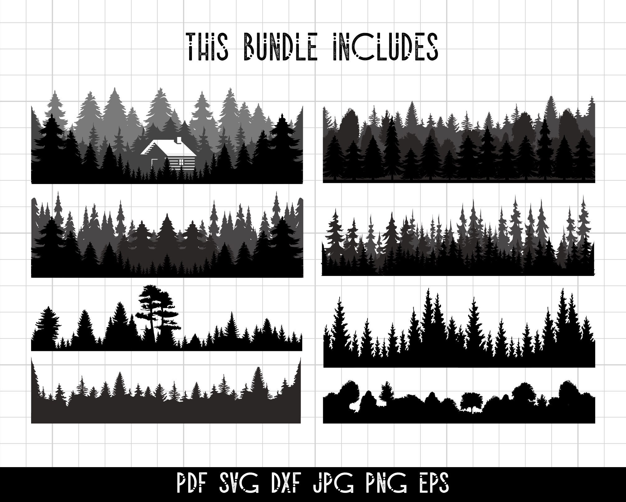 Forest SVG Bundle Tree Line Svg Trees SVG Pine Tree Svg - Etsy Canada