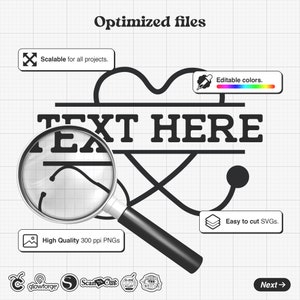 Stethoscope Split Monogram SVG Bundle, Hand Drawn Nurse SVG ...