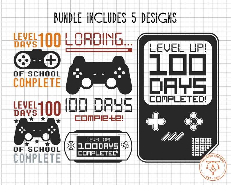 100 Days of School Svg Gaming Bundle, 100th Day of School Boys ...